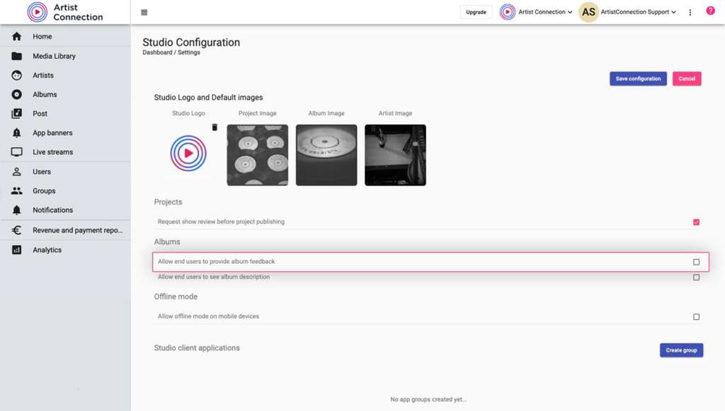How to Enable End User Feedback – Artist Connection Help Center